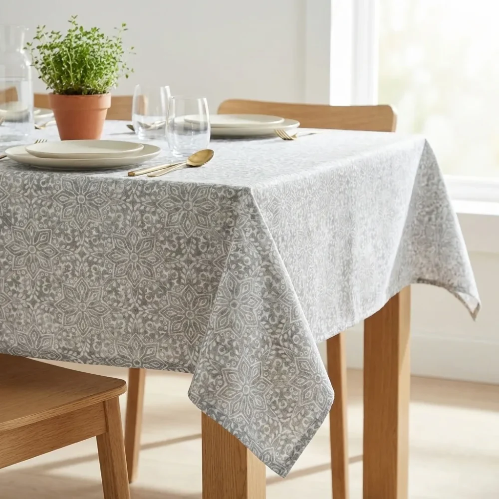 Hesperia Graphite Grey Acrylic Wipe Clean Tablecloth